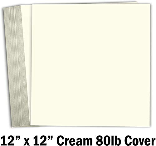 Hamilco Card Stock Scrapbook Paper 12x12 Cream Colored Cardstock 80lb Cover – 25 Pack