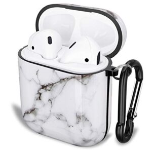 golink case for airpods,marble series protective shockproof tpu gel case with printing for airpods 1st/2nd charging case(white marble)