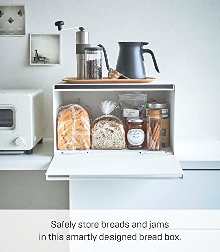 Yamazaki Home Bread Box Kitchen Counter Container Holder | Steel | Food Storage, One Size, White