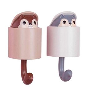 iskybob set of 2 peek-a-boo squirrel wall hooks cute peeping animal coat hanger wall decorative utility rack for key, hat