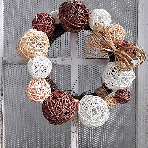 Pemalin Natural Decorative Wicker Rattan Balls- Vase Filler, House Ornament, Christmas Tree Garden Wedding Party Coffee Table Decoration,Craft DIY, Parrot, Bird Toys Balls.