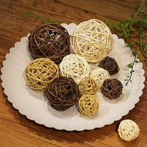 Pemalin Natural Decorative Wicker Rattan Balls- Vase Filler, House Ornament, Christmas Tree Garden Wedding Party Coffee Table Decoration,Craft DIY, Parrot, Bird Toys Balls.