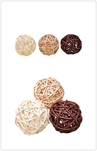 Pemalin Natural Decorative Wicker Rattan Balls- Vase Filler, House Ornament, Christmas Tree Garden Wedding Party Coffee Table Decoration,Craft DIY, Parrot, Bird Toys Balls.