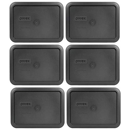 Pyrex 7210-PC Rectangle 3 Cup Charcoal Grey Storage Lid for Glass Dish - 6 Pack