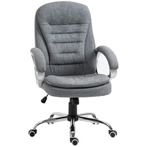 vinsetto high back home office chair executive computer chair with adjustable height, upholstered thick padding headrest and armrest - grey