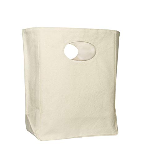 Organic Cotton Canvas Lunch Bag - Sturdy Cotton Cloth Lunch Bag - Reusable and Machine Washable Canvas Lunch Tote - Canvas Lunch Sack for Men, Women and Kids - Premium Quality, Double Stitched (White)