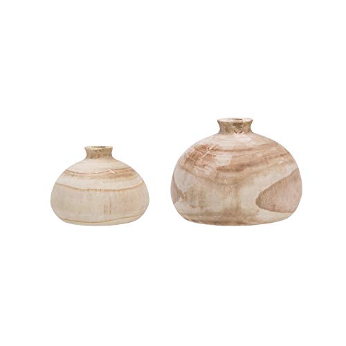 Creative Co-Op Small Paulownia Wood Vase (Each one Will Vary) Decorative Accents, Natural