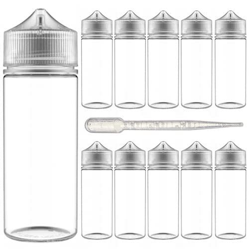 Chubby Gorilla 120mL V-3 Clear PET Unicorn Plastic Bottles (10 Pack) - Squeeze bottle, Juice Bottles Authentic Chubby Gorilla Dropper Bottle with Squeeze Dropper