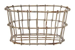 creative co-op distressed metal wire basket, brown