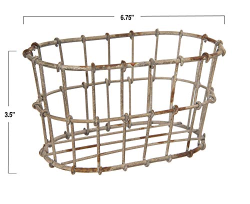 Creative Co-Op Distressed Metal Wire Basket, Brown