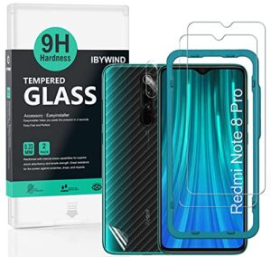 ibywind screen protector for redmi note 8 pro,with 2pcs tempered glass,1pc camera lens protector[fingerprint reader,easy to install]