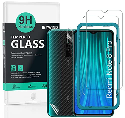 Ibywind Screen Protector For Redmi Note 8 Pro,with 2Pcs Tempered Glass,1Pc Camera Lens Protector[Fingerprint Reader,Easy to install]