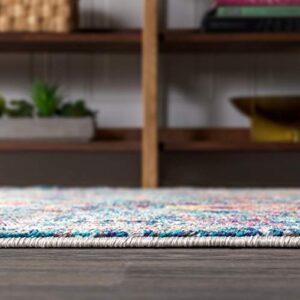 JONATHAN Y BMF103B-3 Bohemian Flair Boho Vintage Medallion Faded Indoor Area-Rug Floral Easy-Cleaning High Traffic Bedroom Kitchen Living Room Non Shedding, 3 ft x 5 ft, Navy/Cream