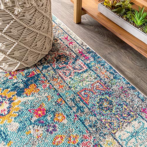 JONATHAN Y BMF103B-3 Bohemian Flair Boho Vintage Medallion Faded Indoor Area-Rug Floral Easy-Cleaning High Traffic Bedroom Kitchen Living Room Non Shedding, 3 ft x 5 ft, Navy/Cream