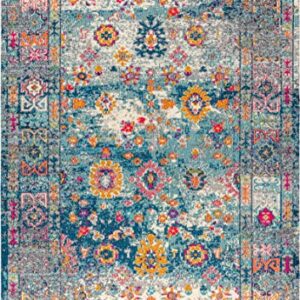 JONATHAN Y BMF103B-3 Bohemian Flair Boho Vintage Medallion Faded Indoor Area-Rug Floral Easy-Cleaning High Traffic Bedroom Kitchen Living Room Non Shedding, 3 ft x 5 ft, Navy/Cream