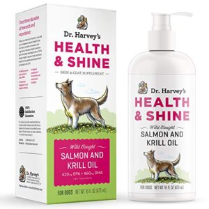 dr. harvey's health & shine salmon and krill fish oil for dogs- supports healthy heart, brain, and eyes (16 fl oz)