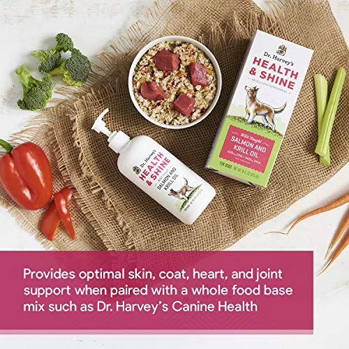 Dr. Harvey's Health & Shine Salmon and Krill Fish Oil for Dogs- Supports Healthy Heart, Brain, and Eyes (16 FL OZ)