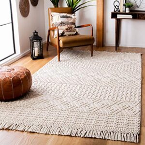 safavieh natura collection 5' x 8' ivory nat852b handmade moroccan boho fringe wool area rug