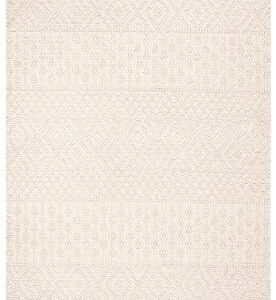 SAFAVIEH Natura Collection 5' x 8' Ivory NAT852B Handmade Moroccan Boho Fringe Wool Area Rug