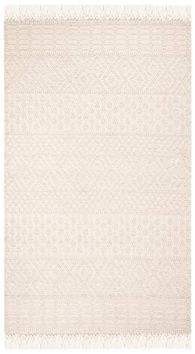 SAFAVIEH Natura Collection 5' x 8' Ivory NAT852B Handmade Moroccan Boho Fringe Wool Area Rug