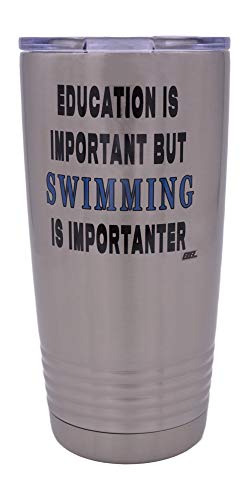 Rogue River Tactical Funny Swimming 20 Oz. Travel Tumbler Mug Cup w/Lid Education Important Swim Gift Idea