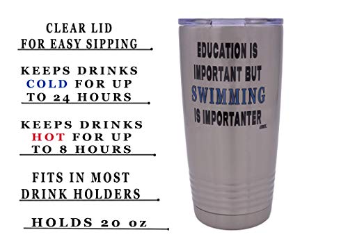 Rogue River Tactical Funny Swimming 20 Oz. Travel Tumbler Mug Cup w/Lid Education Important Swim Gift Idea