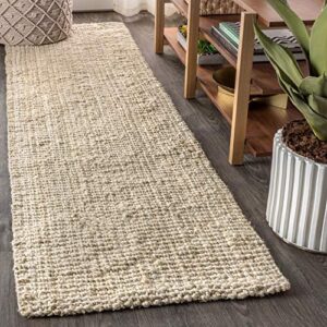 jonathan y nrf102b-2 pata hand woven chunky jute light ivory 2 ft. x 8 ft. runner-rug, farmhouse, easy-cleaning, for bedroom, kitchen, living room,