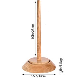 BarvA Big Wood Yarn Holder Advanced Metal Twirling Mechanism Lazy Susan Stand Ball Spindle Sewing Crocheting Tool Wool Cord Organizer Ribbon Storage Knitting Winder Embroidery Thread Crochet Accessory