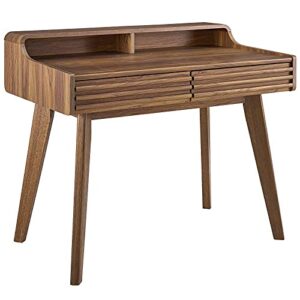 modway render mid-century modern writing desk in walnut