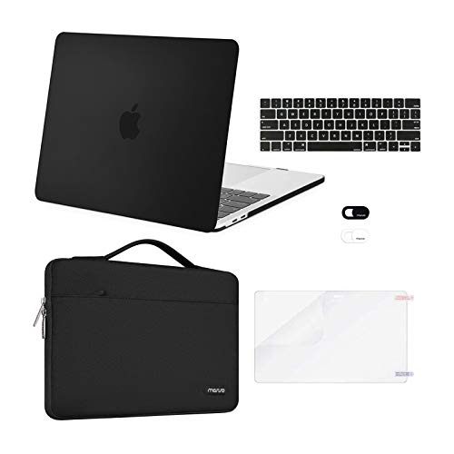 MOSISO Compatible with MacBook Pro 13 inch Case M2 2023, 2022, 2021-2016 A2338 M1 A2251 A2289 A2159 A1989 A1708 A1706, Plastic Hard Case&Bag&Keyboard Skin&Webcam Cover&Screen Protector, Black