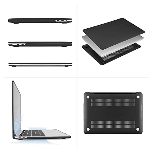 MOSISO Compatible with MacBook Pro 13 inch Case M2 2023, 2022, 2021-2016 A2338 M1 A2251 A2289 A2159 A1989 A1708 A1706, Plastic Hard Case&Bag&Keyboard Skin&Webcam Cover&Screen Protector, Black