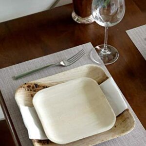 Charity Leaf Compostable Palm Leaf Dinnerware Set | 10" Square (25 pack) & 7" Square (25 pack) Like Bamboo Plates | Natural, Disposable & Eco Friendly | Perfect for Parties, Weddings & Catering Events