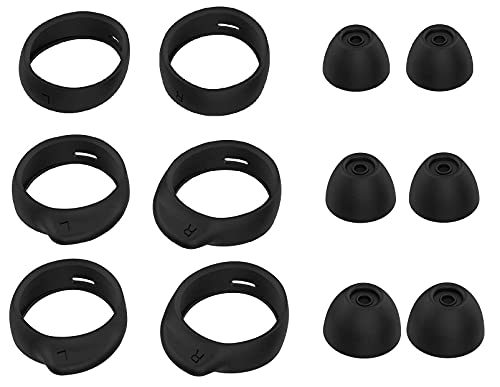 JNSA Replacement Wingtip and Ear Tip Set Compatible with Galaxy Buds/Galaxy Buds Plus (DO NOT Compatible with Galaxy Buds Pro), Wingtips 3 Size 3 Pairs and Ear Tips 3 Size 3 Pairs,Black BWT3PB