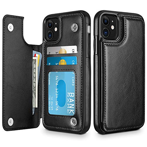 HianDier Wallet Case for iPhone 11 6.1-inch Slim Protective Case with Credit Card Slot Holder Flip Folio Soft PU Leather Magnetic Closure Cover for 2019 iPhone 11 iPhone XI, Black