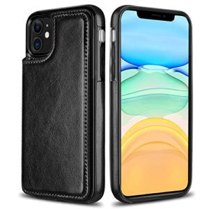 HianDier Wallet Case for iPhone 11 6.1-inch Slim Protective Case with Credit Card Slot Holder Flip Folio Soft PU Leather Magnetic Closure Cover for 2019 iPhone 11 iPhone XI, Black