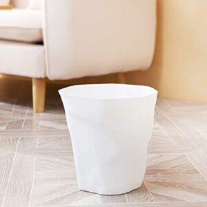 WUZHONGDIAN Trash Can, Uncovered Round Trash Can, Large Capacity Trash Can, Wrinkled Trash Can - Toilet, Kitchen, Home Office, Dormitory, Children's Room / 10L Garbage Storage bin (Color : White)