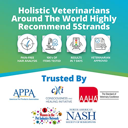 5Strands Pet Health Test - Food Intolerance, Environment Intolerance, Nutrition, Metals and Minerals - at Home Dog or Cat Hair Sample Collection Kit, Results in 7 Days, Works for All Ages and Breeds