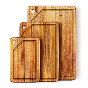 karryoung acacia wood cutting board with juice drip groove,set of 3