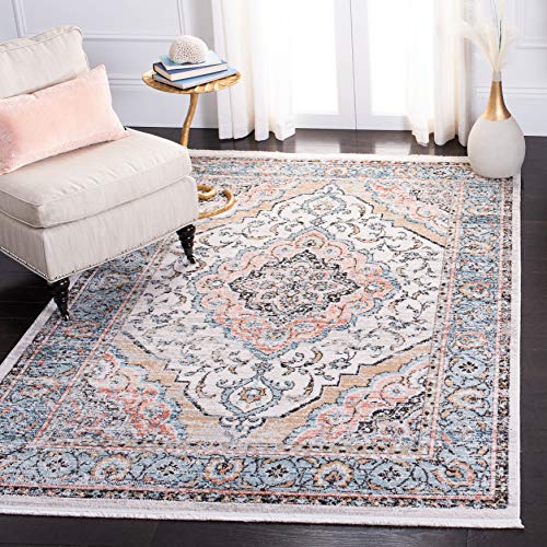 SAFAVIEH Shivan Collection 8' x 10' Grey/Blue SHV704F Medallion Distressed Non-Shedding Living Room Bedroom Dining Home Office Area Rug