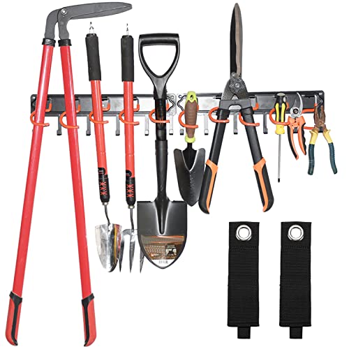 All Metal Garden Tool Organizer,Garage Organizer,Adjustable Storage System,Garage Wall Organizer for Rake,Broom and Yard Tools