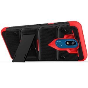 ZIZO Bolt Series LG K40 Case | Military-Grade Drop Protection w/ Kickstand Bundle Includes Belt Clip Holster LG Harmony 3 Black Red