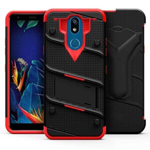 ZIZO Bolt Series LG K40 Case | Military-Grade Drop Protection w/ Kickstand Bundle Includes Belt Clip Holster LG Harmony 3 Black Red