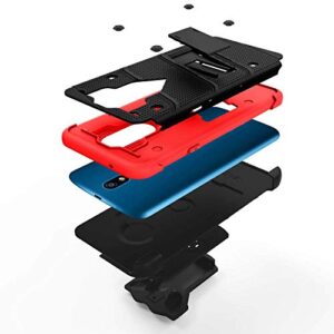 ZIZO Bolt Series LG K40 Case | Military-Grade Drop Protection w/ Kickstand Bundle Includes Belt Clip Holster LG Harmony 3 Black Red