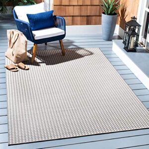 safavieh lakeside collection 6'7'' square beige/taupe lak250b indoor/ outdoor non-shedding easy scrubbing patio backyard porch deck mudroom area-rug