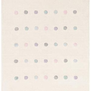 SAFAVIEH Kids Collection 4' x 6' Ivory SFK805A Handmade Polka Dot Wool Area Rug