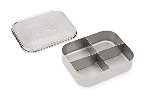 Bits Kits Stainless Steel Bento Box Lunch and Snack Container for Kids and Adults, 4 Sections