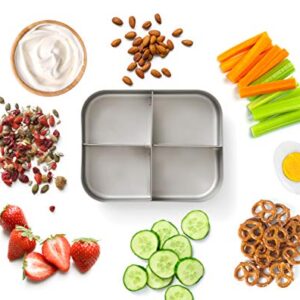 Bits Kits Stainless Steel Bento Box Lunch and Snack Container for Kids and Adults, 4 Sections