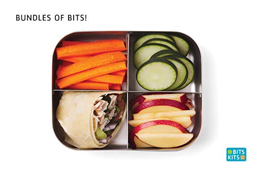 Bits Kits Stainless Steel Bento Box Lunch and Snack Container for Kids and Adults, 4 Sections