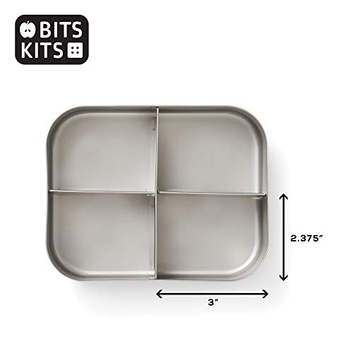 Bits Kits Stainless Steel Bento Box Lunch and Snack Container for Kids and Adults, 4 Sections