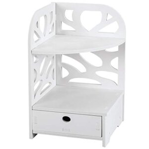 fox valley traders oakridge corner countertop vanity organizer with drawer and shelf, white